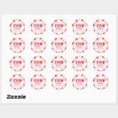 Strawberry Two Sweet Pink Red 2nd Birthday Party Classic Round Sticker ...
