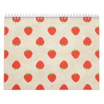 Strawberry Vintage Girly Rustic Strawberries Print Calendar | Zazzle