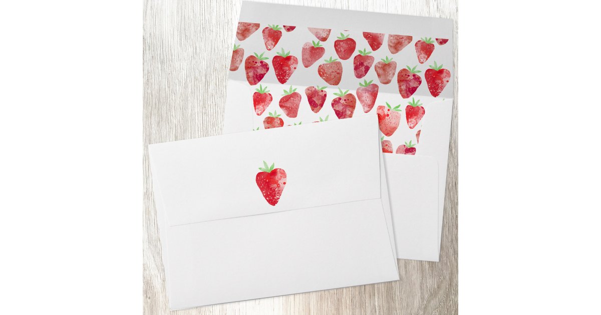 Strawberry Watercolor Envelope | Zazzle