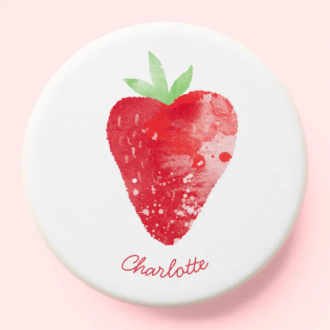 Strawberry Watercolor Personalized PopSocket | Zazzle