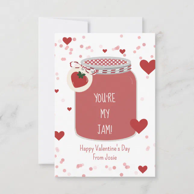 Strawberry You're My Jam Classroom Valentine Card | Zazzle