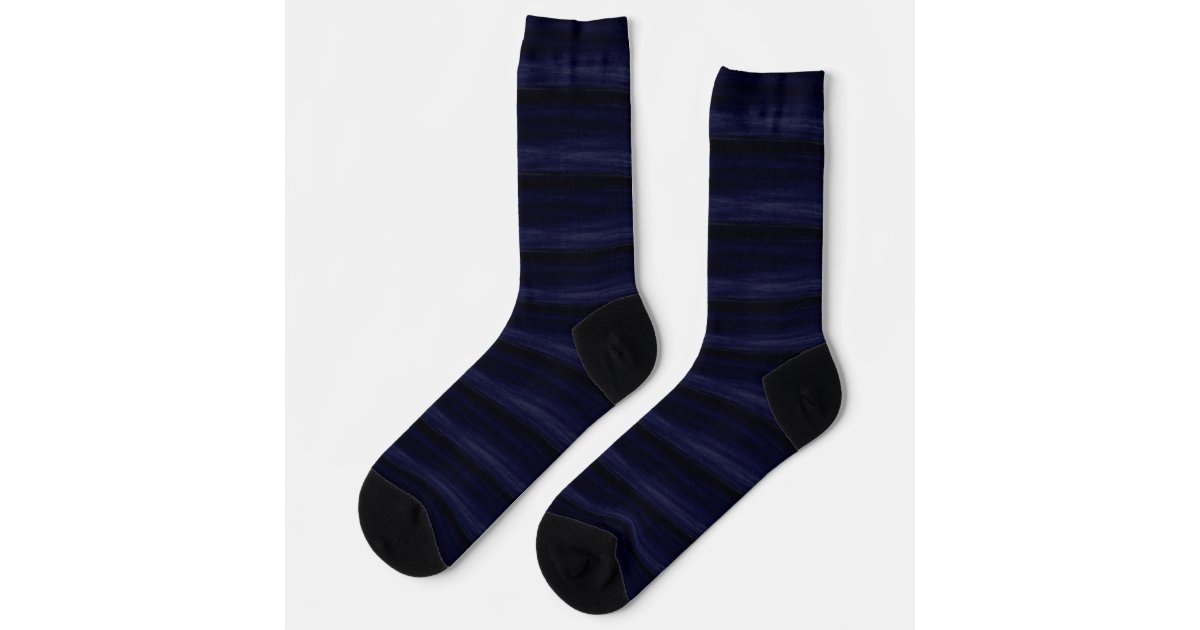 Streaky Royal Blue and Black Stripe Socks | Zazzle