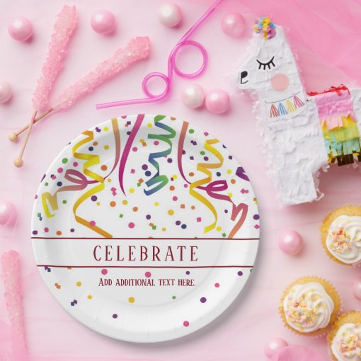 Streamers and Confetti Paper Plate | Zazzle