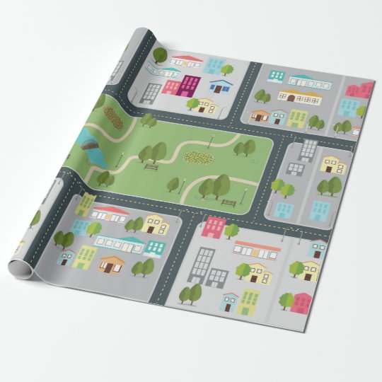 Street Road Map Matte Wrapping Paper | Zazzle.com