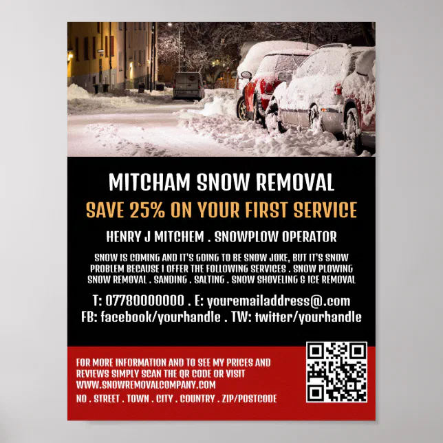 Street Scene, Snow Removal Company Advertising Poster | Zazzle