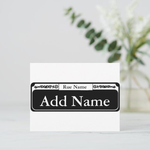 Street Sign Blank, Add Name, Rue Name Postcard | Zazzle