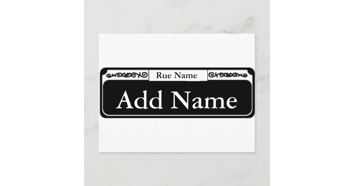 Street Sign Blank, Add Name, Rue Name Postcard | Zazzle