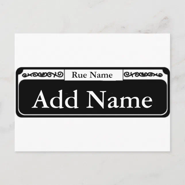 Street Sign Blank, Add Name, Rue Name Postcard | Zazzle