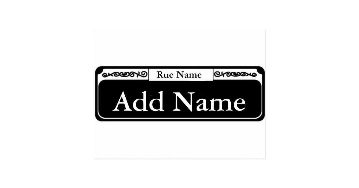Street Sign Blank, Add Name, Rue Name Postcard | Zazzle.com