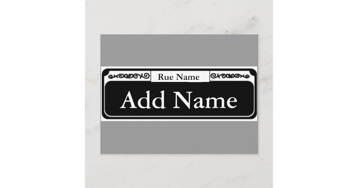 Street Sign Blank, Add Name, Rue Name Postcard | Zazzle