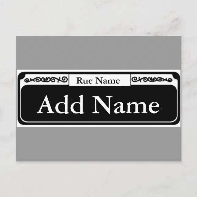 Street Sign Blank, Add Name, Rue Name Postcard | Zazzle
