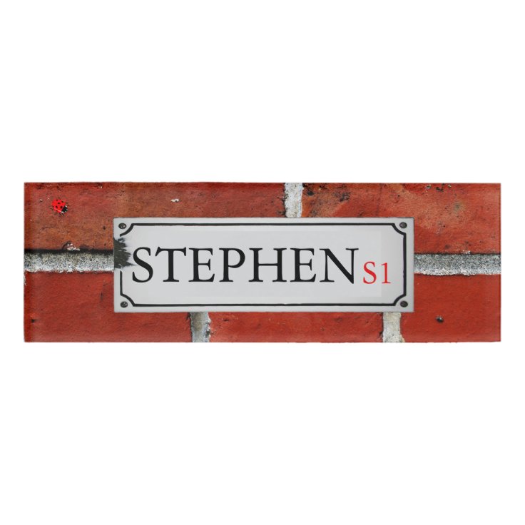 Street Sign on Brick Wall Personalize Name Tag | Zazzle
