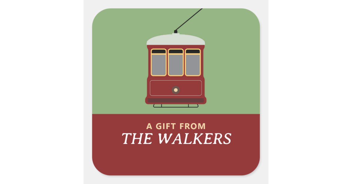 STREETCAR (RED) SQUARE STICKER | Zazzle