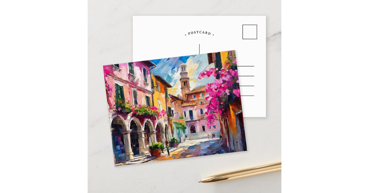 Streets of Italy Modern Abstract Art Postcard | Zazzle