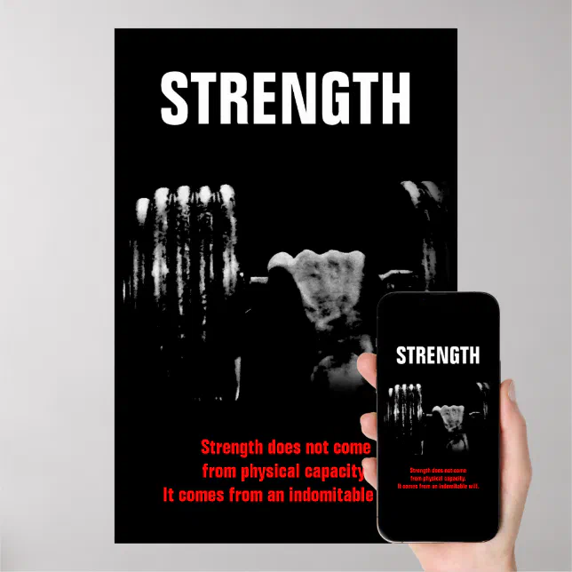 Strength Bodybuilding Training Motivational Poster | Zazzle