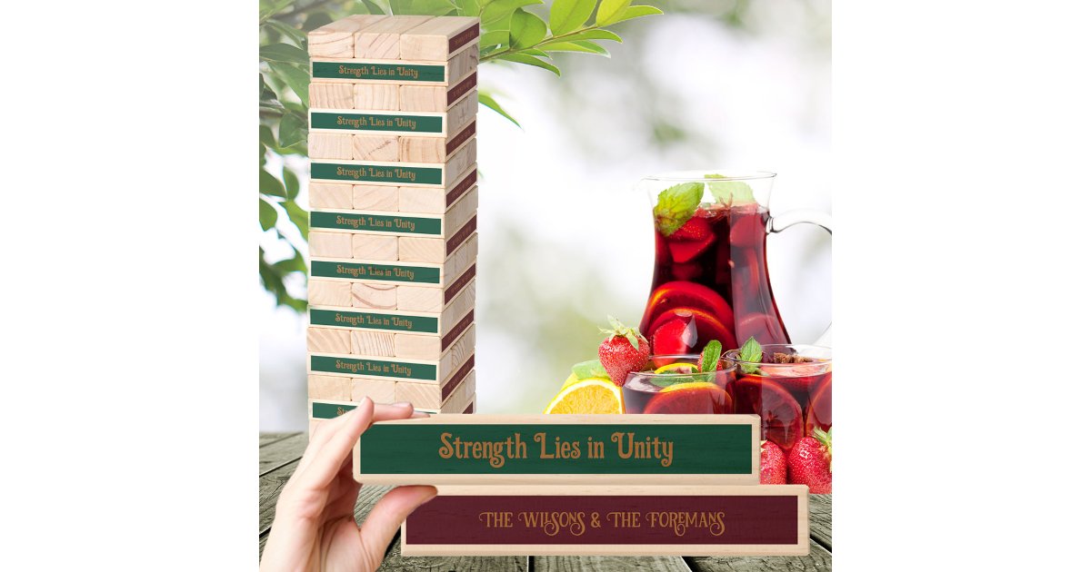 Strength Lies in Unity Family Names Jewel Tone Topple Tower | Zazzle