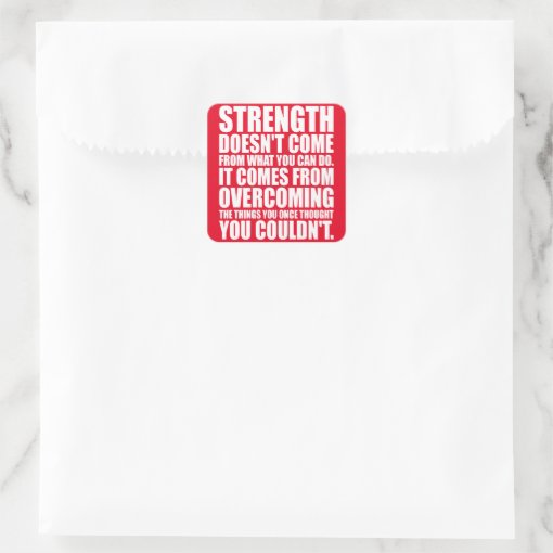Strength - Motivational Words Square Sticker | Zazzle