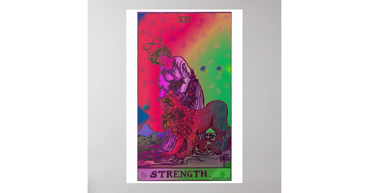 Strength Tarot Card Psychedelic Poster | Zazzle