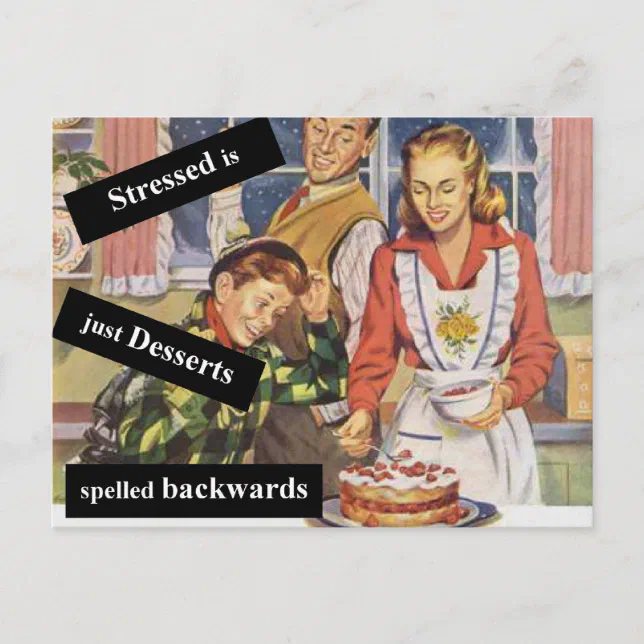 Stressed is Desserts Spelled Backwards Postcard | Zazzle