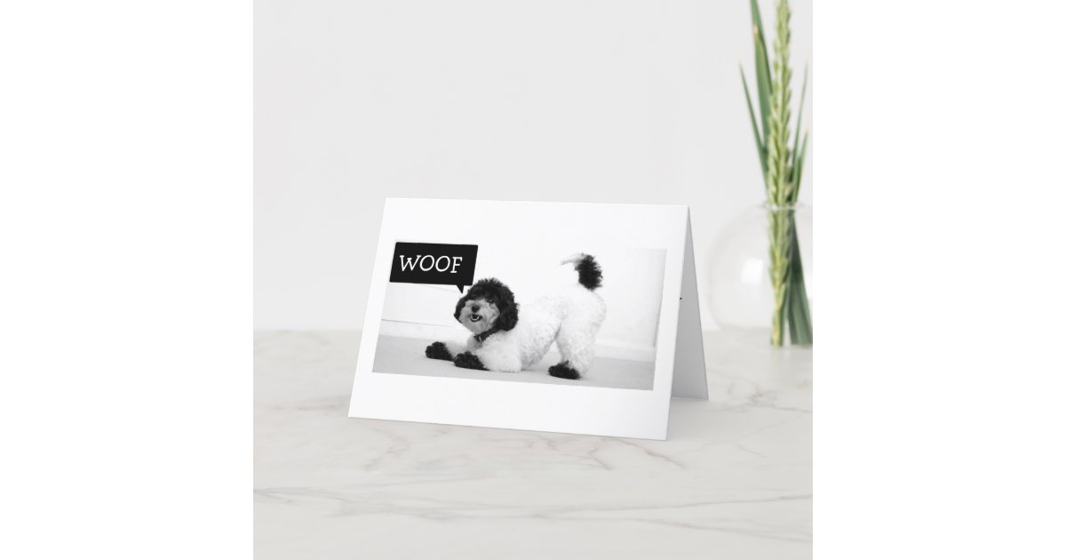 STRETCHING PUP WANTS TO JUMP FOR JOY BIRTHDAY CARD | Zazzle