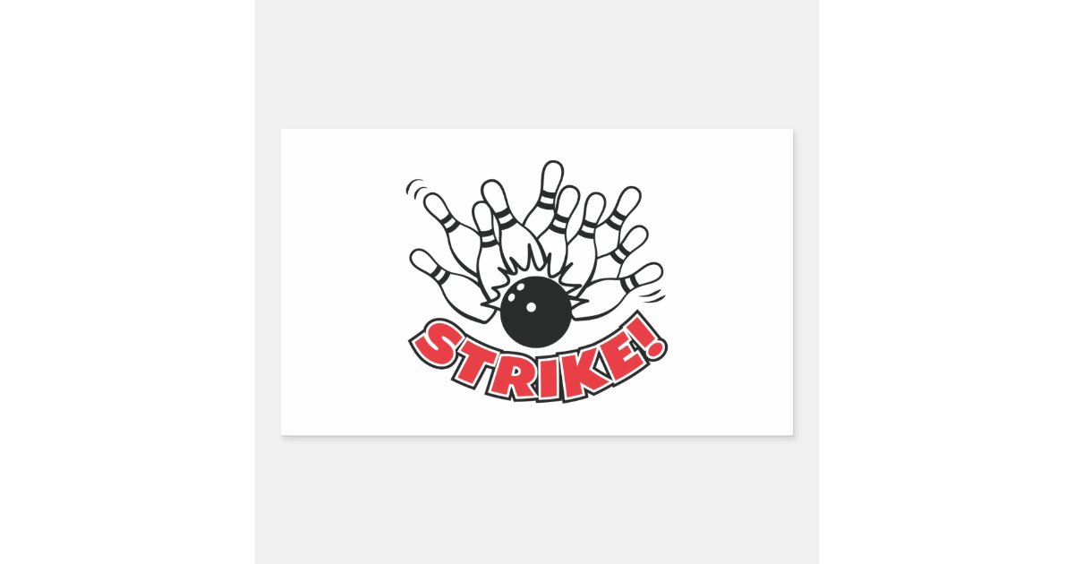 Strike - 10-Pin Bowling Rectangular Sticker | Zazzle.com