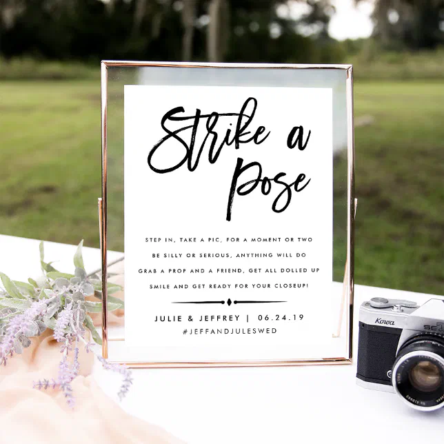 Strike a Pose | Wedding Photo Booth Poster | Zazzle