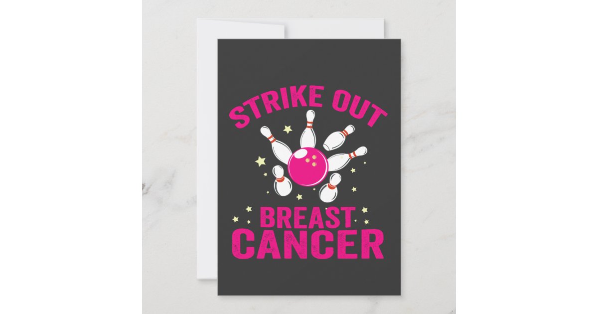 Strike Out Breast Cancer Funny Bowling Sport Gift Invitation | Zazzle