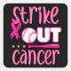 Strike Out Cancer Softball Ball Mammogram Pink Square Sticker | Zazzle