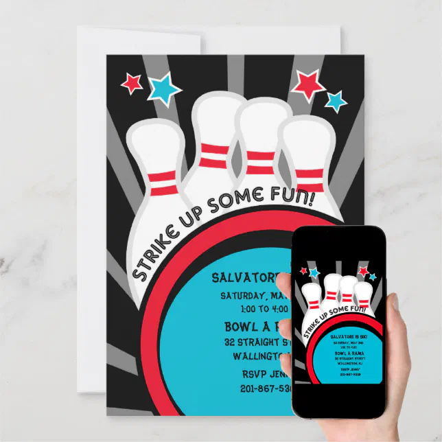 Strike some Fun Bowling Birthday Party Invitation | Zazzle