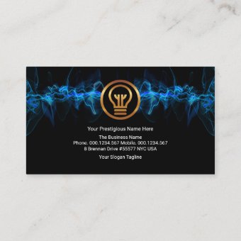 Striking Blue Lightning Metallic Blue Electrician Business Card | Zazzle