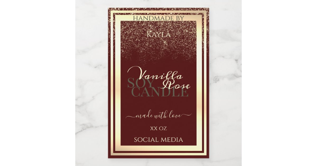 Striking Burgundy & Gold Product Packaging Labels | Zazzle