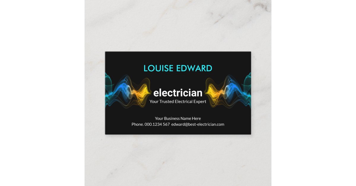 Striking Electric Wave Lightning Electrician Business Card | Zazzle