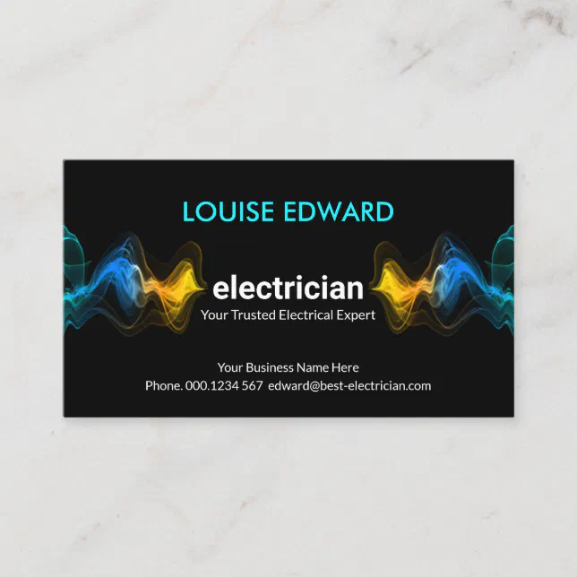 Striking Electric Wave Lightning Electrician Business Card | Zazzle