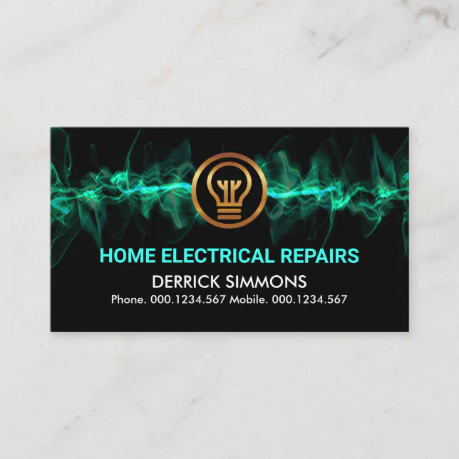 Striking Electrical Lightning Wave Electrician Business Card | Zazzle