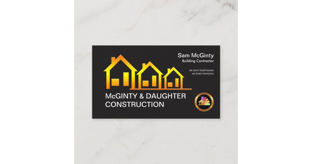 Striking Gradient Yellow Homes Building Contractor Business Card | Zazzle