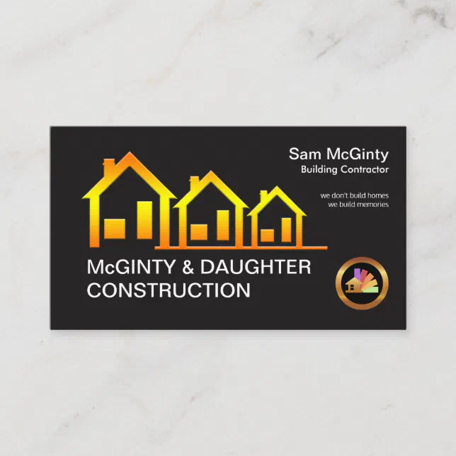 Striking Gradient Yellow Homes Building Contractor Business Card | Zazzle