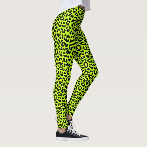 Striking Lime Green Punk Rock Leopard print Leggings | Zazzle