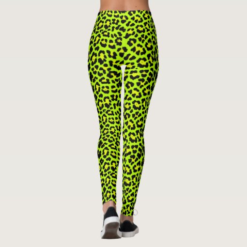 Striking Lime Green Punk Rock Leopard print Leggings | Zazzle