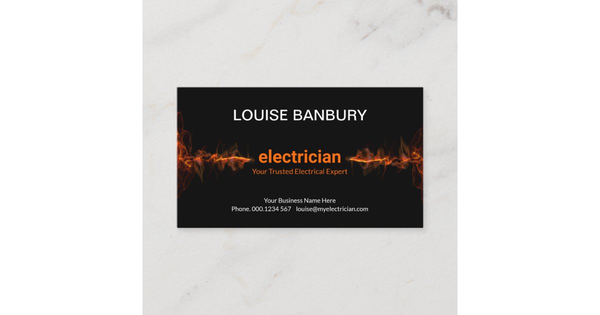 Striking Red Electric Lightning Electrician Business Card | Zazzle