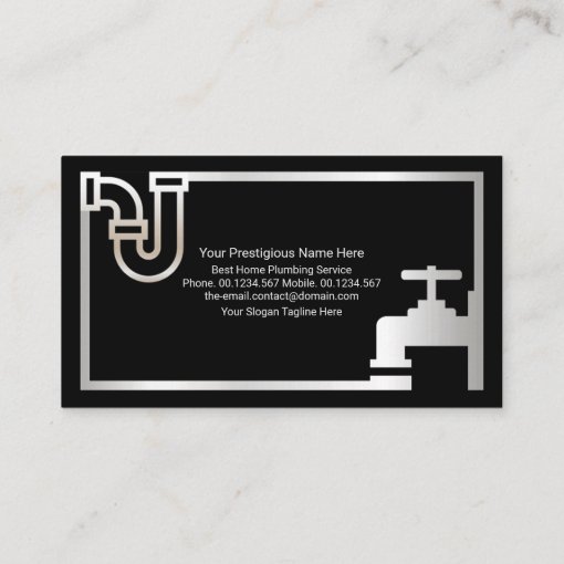 Striking Retro Silver Pipe Border Plumbing Service Business Card | Zazzle