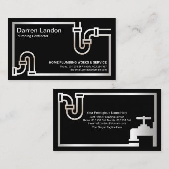 Striking Retro Silver Pipe Border Plumbing Service Business Card | Zazzle