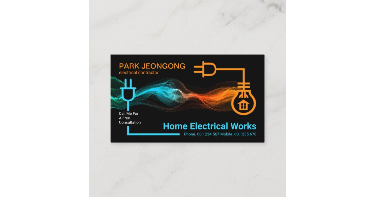 Striking Wavy Electrical Lightning Wiring Business Card | Zazzle