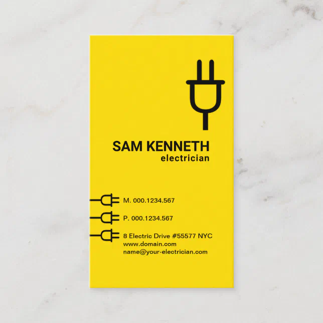 Striking Yellow Power Plug Extension Buttons Business Card | Zazzle