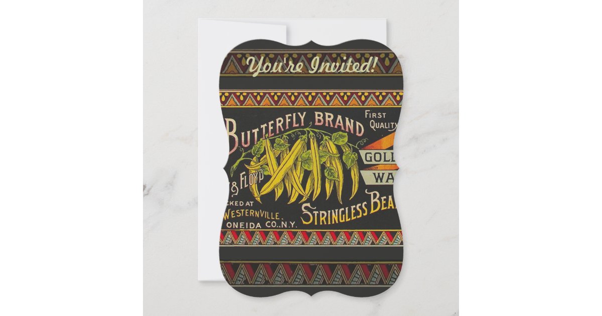 String Bean Label Vegetable Country Invitation | Zazzle