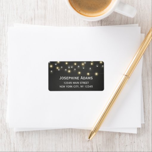String Light Black and White Address Label | Zazzle