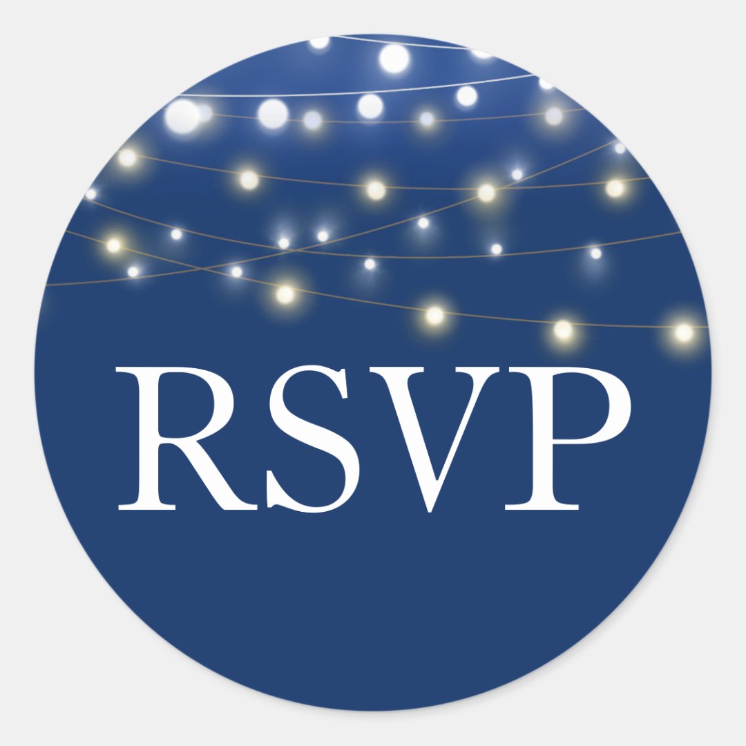 String Light Evening Wedding RSVP Classic Round Sticker | Zazzle