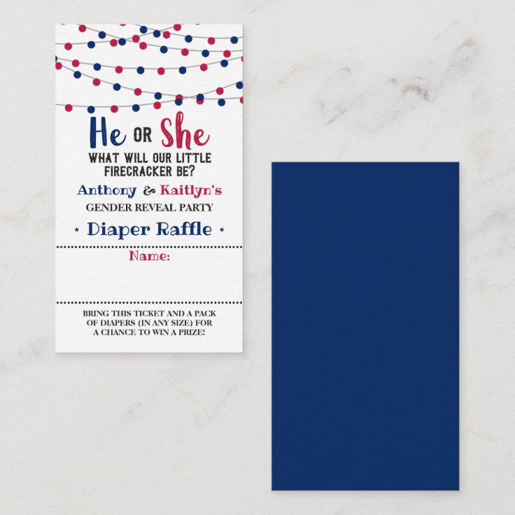 String Lights 4th Of July Gender Reveal Party Enclosure Card | Zazzle