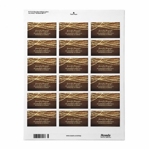 String Lights and Barn Wood Rustic Label | Zazzle