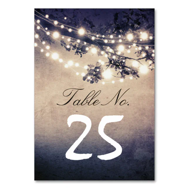 string lights branches table number cards | Zazzle
