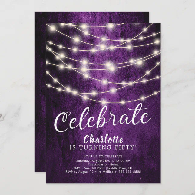 String Lights Celebrate Birthday Invitation | Zazzle